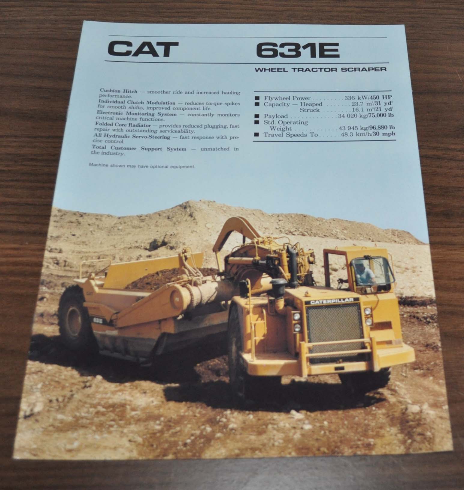 Caterpillar 631E Wheel Tractor Scraper Specification Technical Brochure Prospekt – AUTO BROCHURE