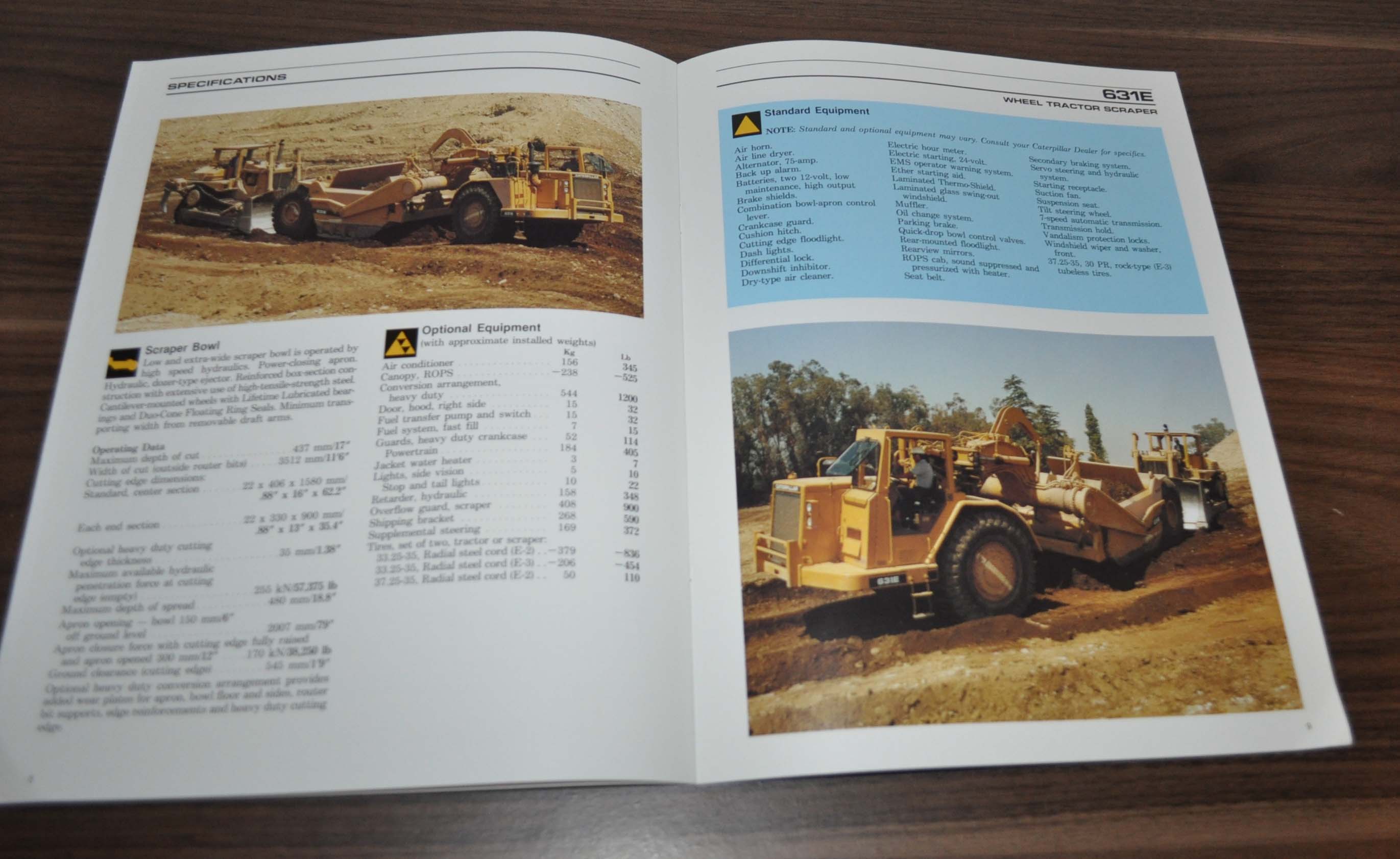 Caterpillar 631E Wheel Tractor Scraper Specification Technical Brochure Prospekt – AUTO BROCHURE