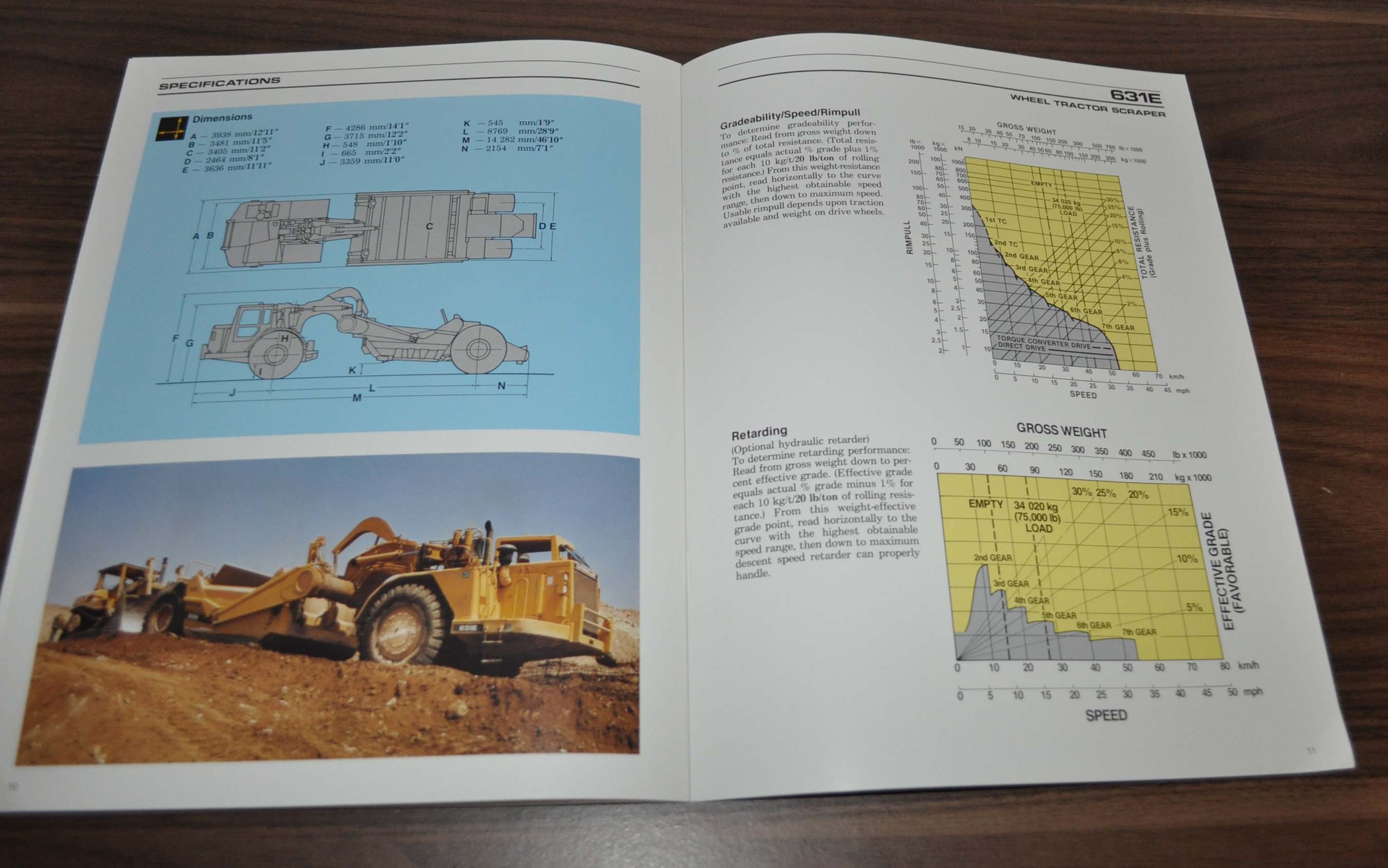 Caterpillar 631E Wheel Tractor Scraper Specification Technical Brochure Prospekt – AUTO BROCHURE