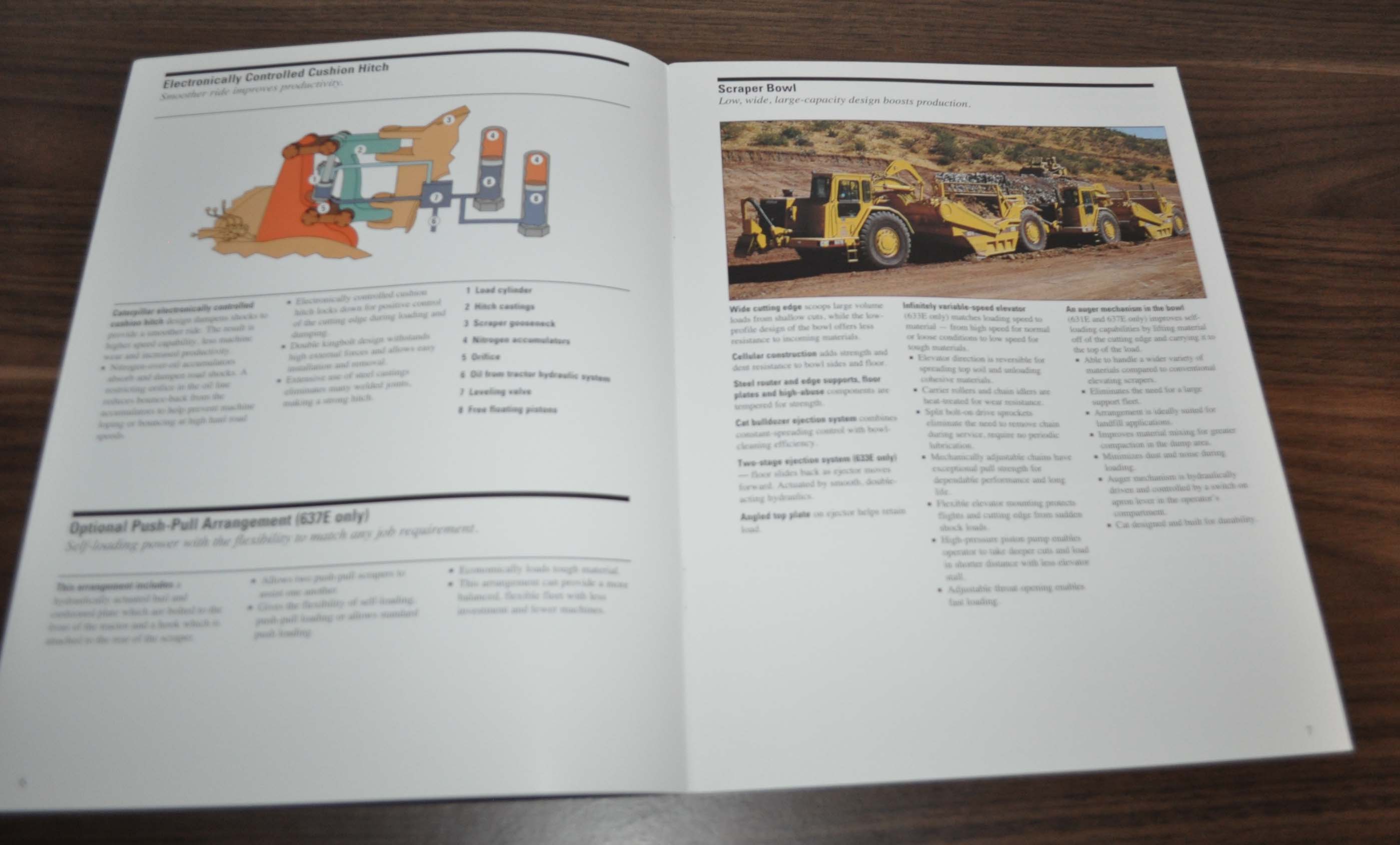 Caterpillar 631E 633E 637E Wheel Tractor Scraper Specification Brochure Prospekt – AUTO BROCHURE