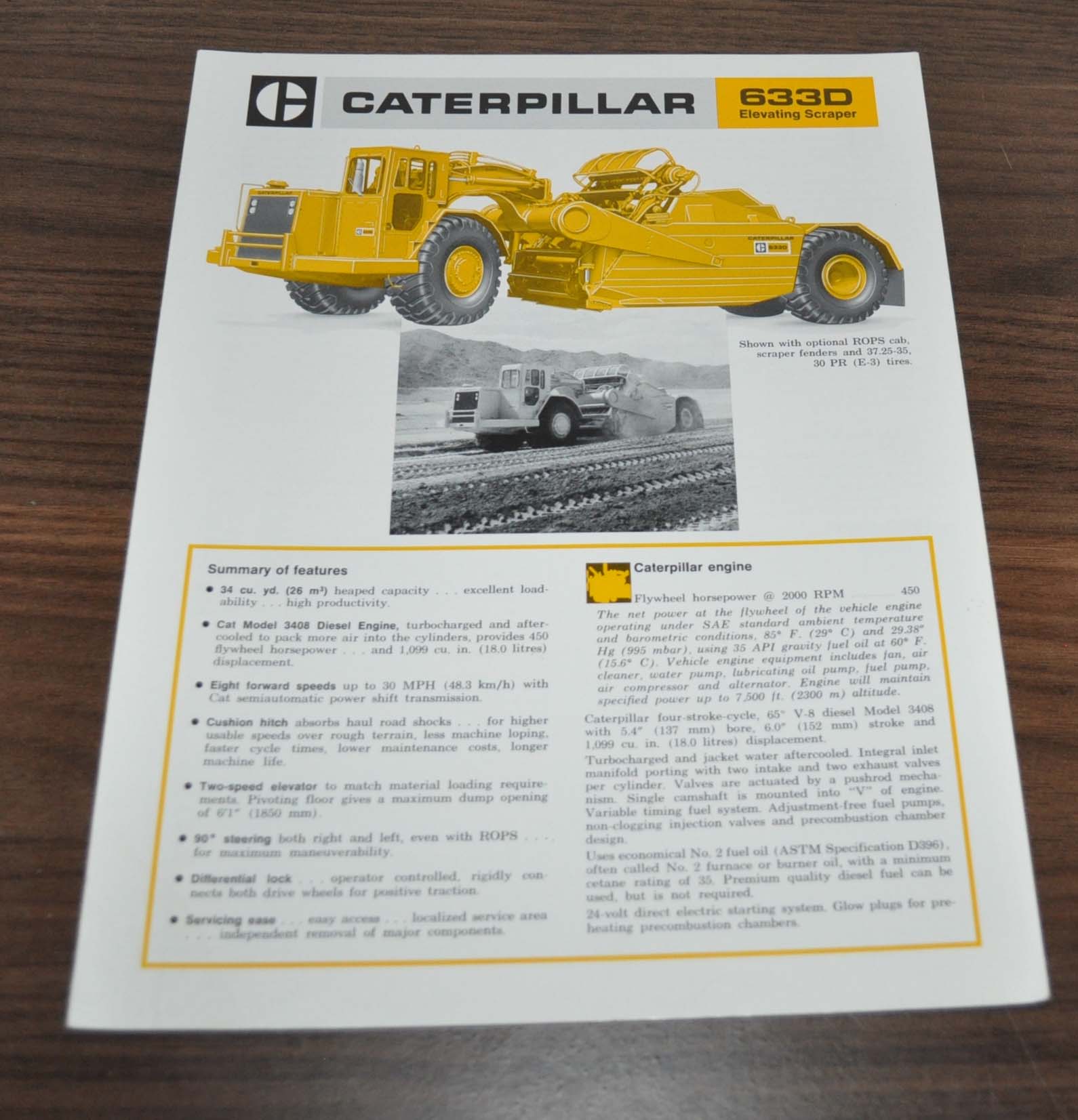 Caterpillar 633D Elevating Scraper Cat Specification Technical Brochure ...