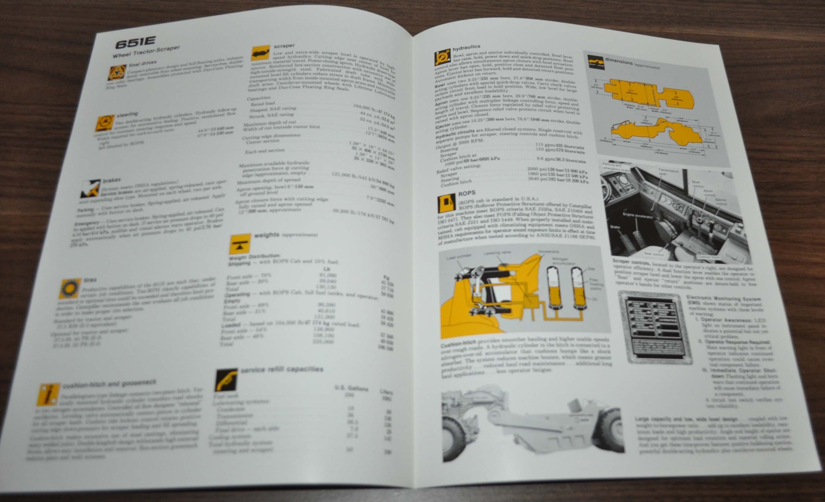 Caterpillar 651E Wheel Tractor Scraper Specification Technical Brochure ...
