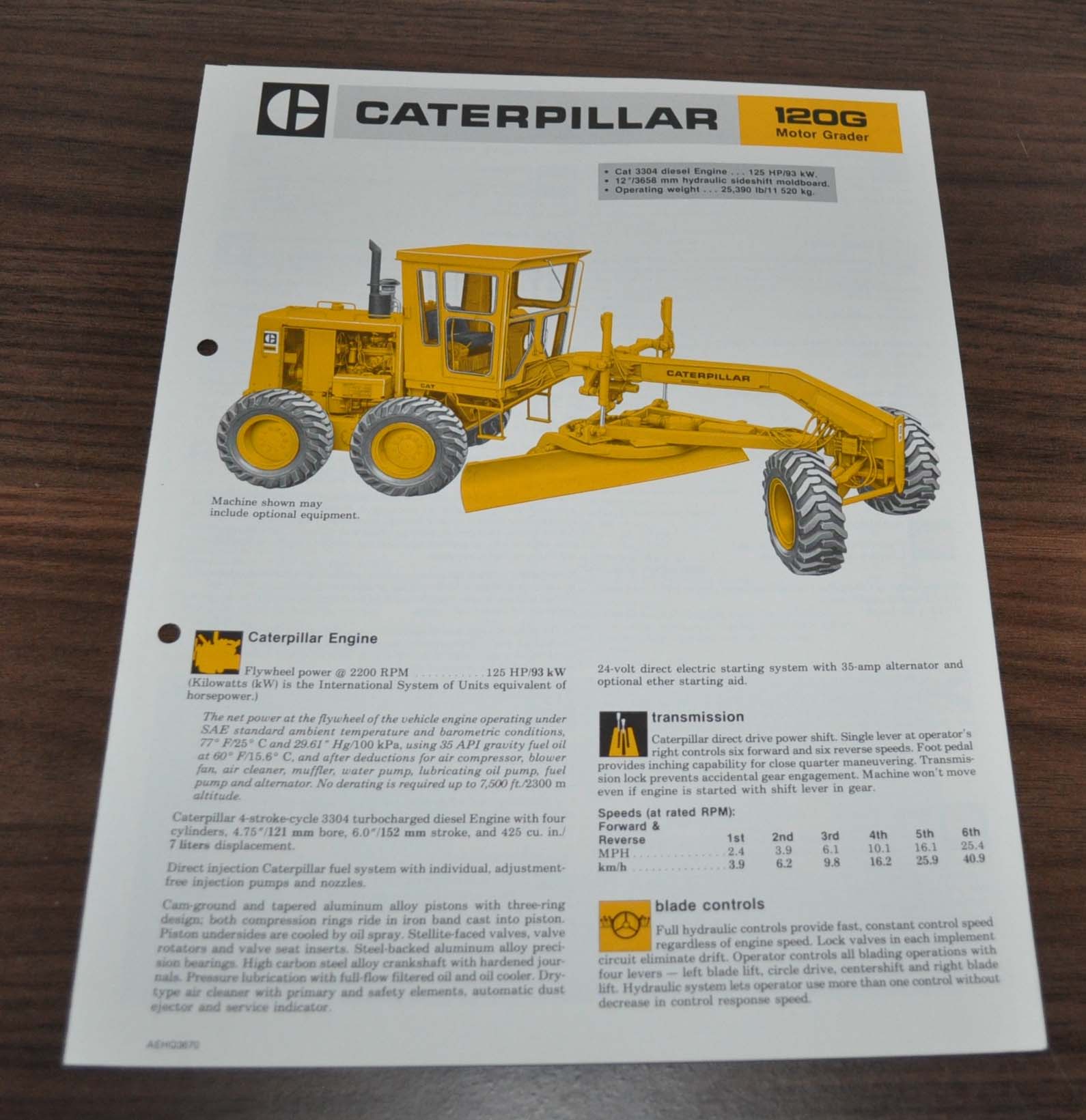 Caterpillar 120G Motor Grader Specification Technical Data Cat Brochure ...