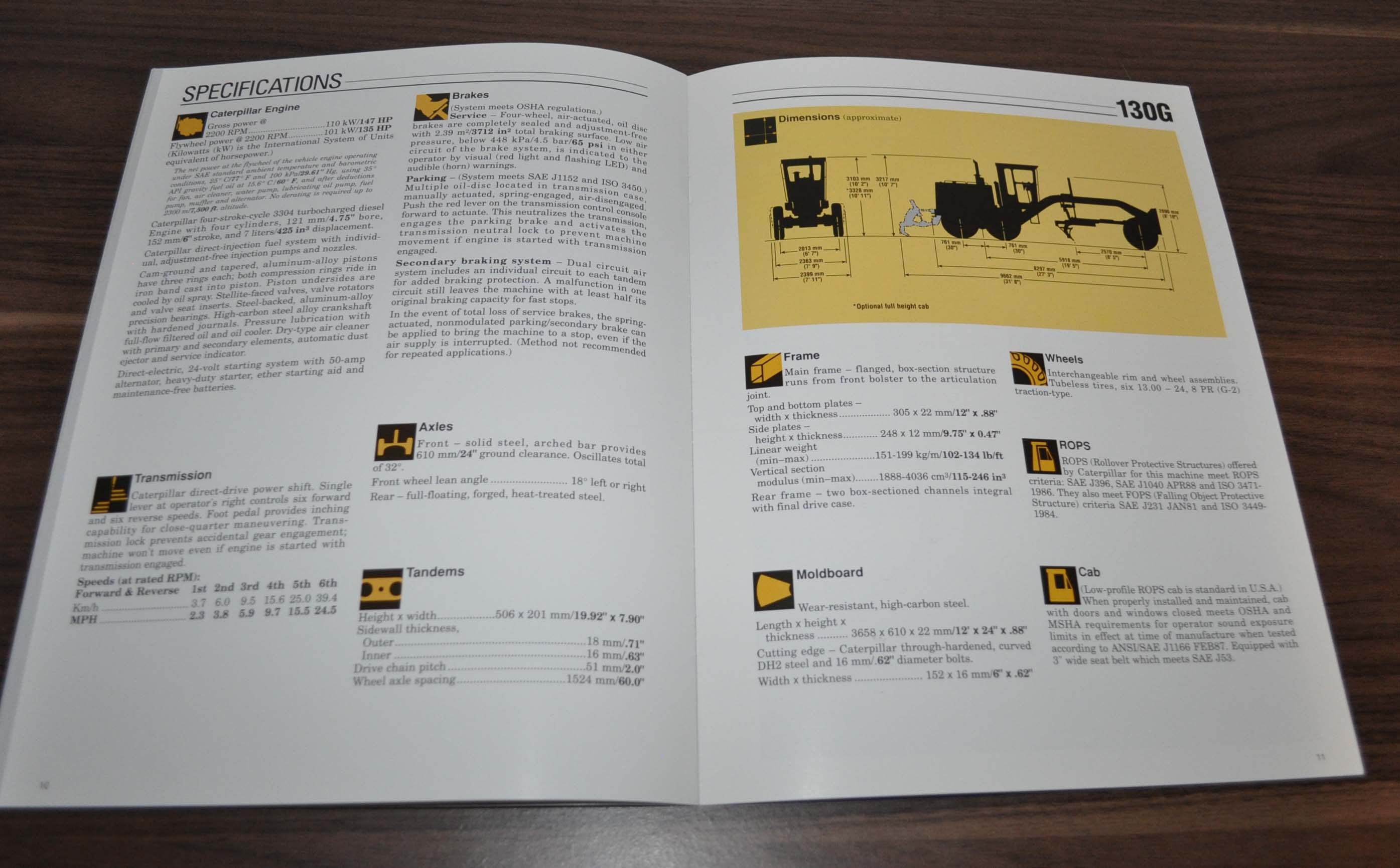 Caterpillar 130G Motor Grader Specification Technical Data Cat Brochure ...