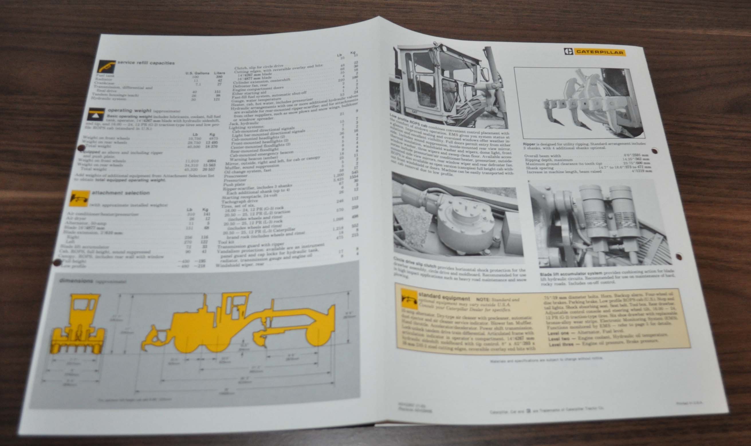 Caterpillar 14G Motor Grader Specification Technical Data Cat Brochure ...