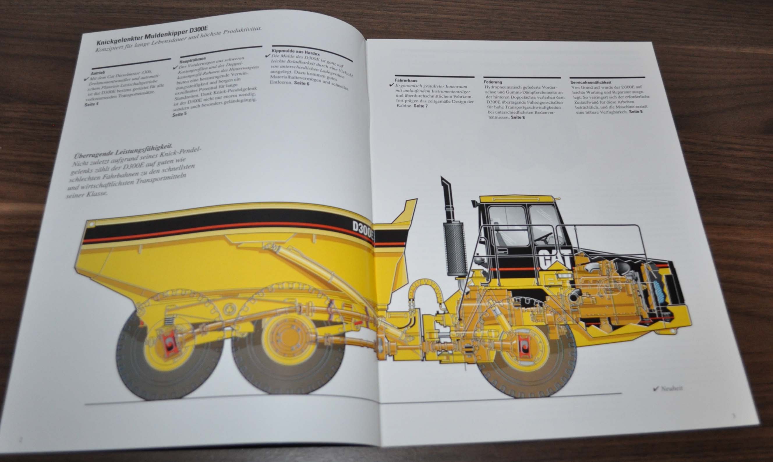 Caterpillar D300E Knickgelenkter Muldenkipper Articulated Dump Brochure ...