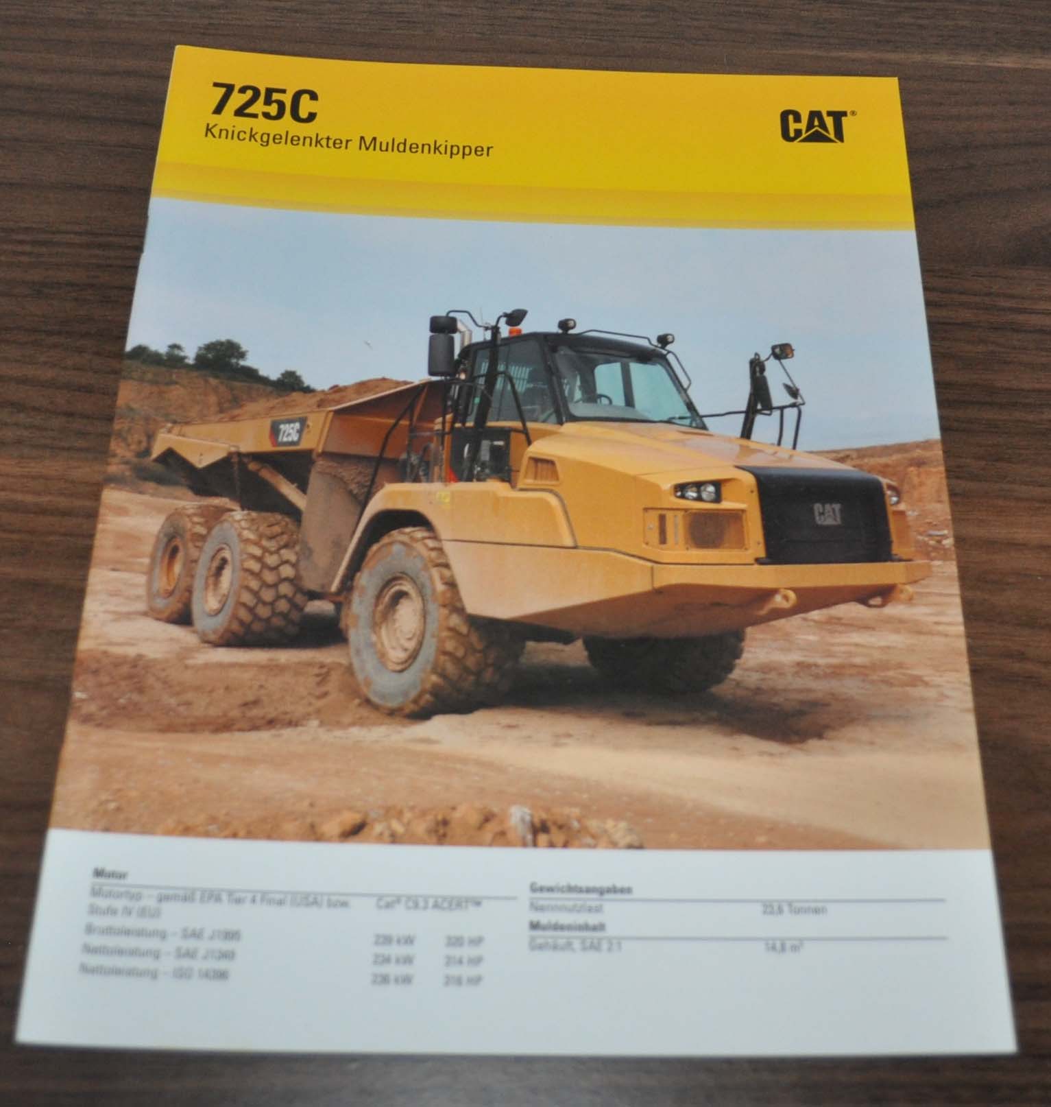 Caterpillar 725C Knickgelenkter Muldenkipper Articulated Dump Brochure ...
