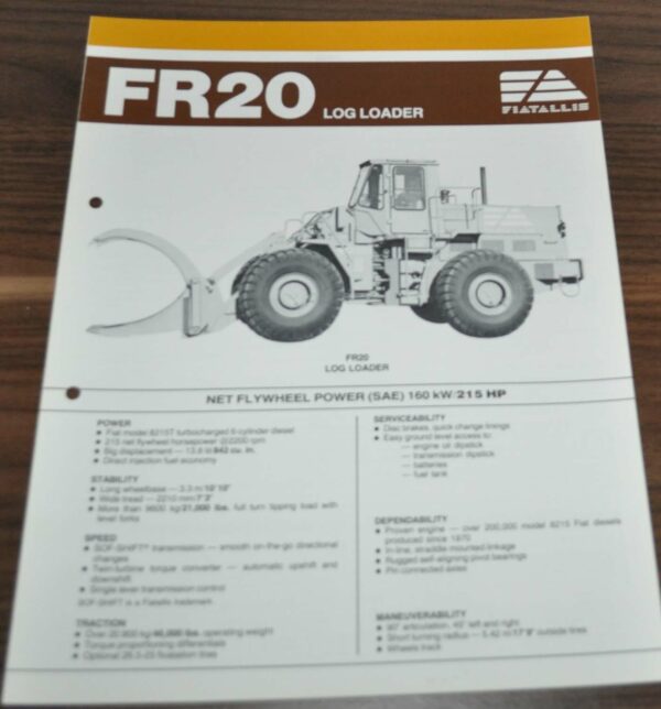 FiatAllis Fiat Allis FR20 Log Wheel Loader Specification Brochure ...
