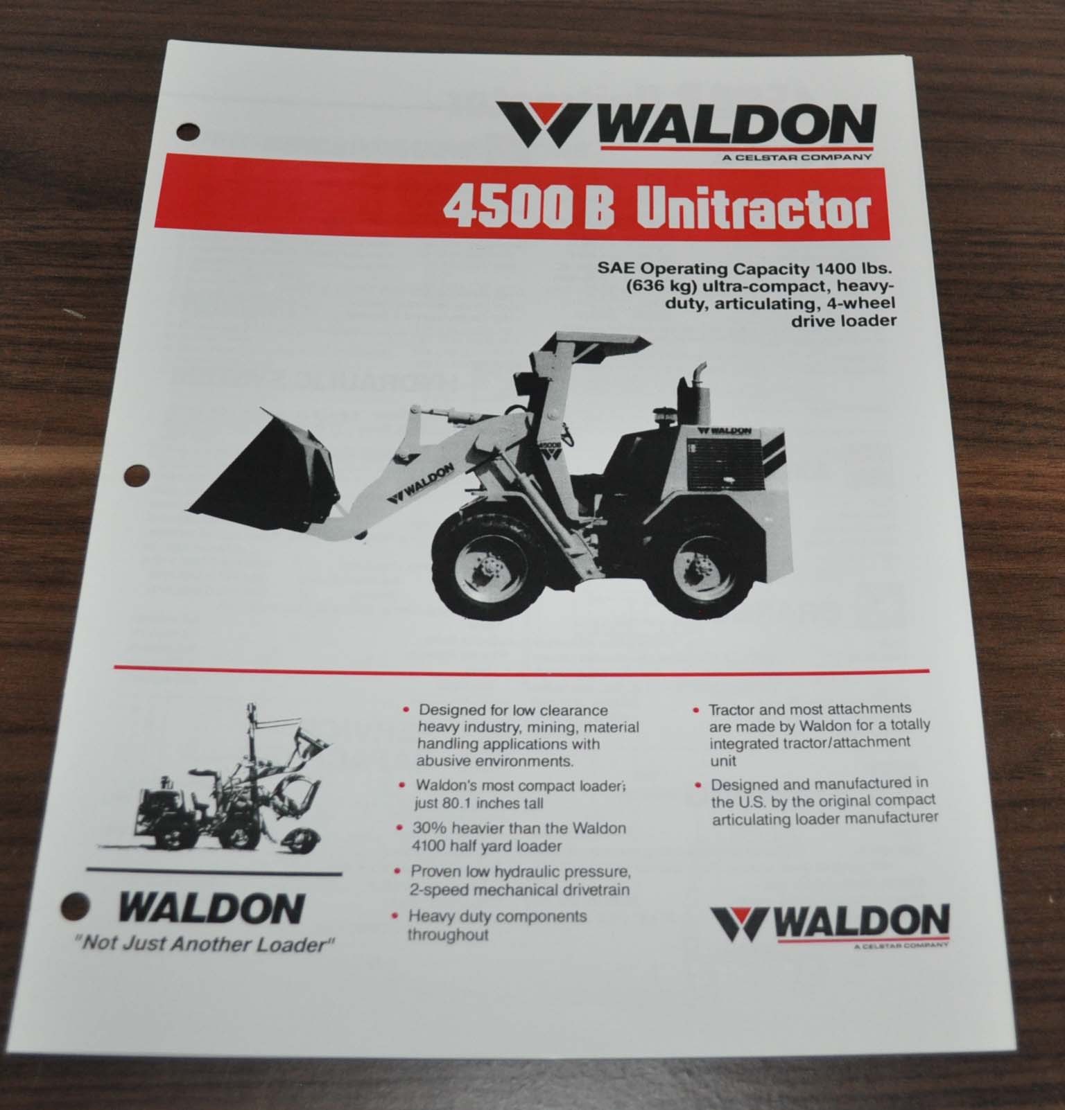 Waldon 4500B Unitractor Loader Specifications Brochure Prospekt – AUTO ...