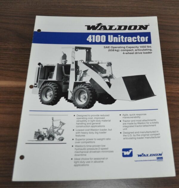 Waldon 4100 Unitractor Loader Specifications Brochure Prospekt – AUTO ...