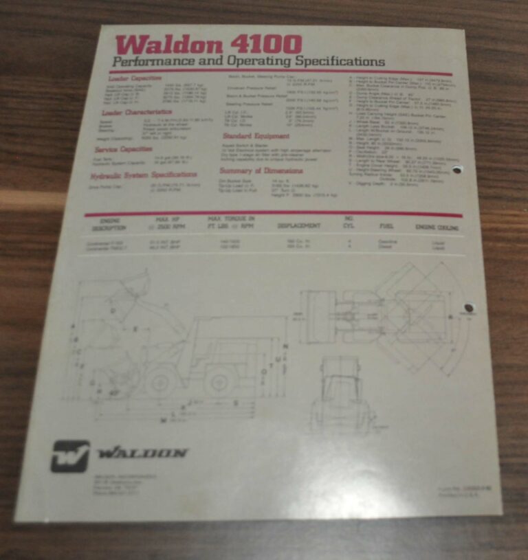 Waldon 4100 Unitractor Loader Specifications Brochure Prospekt – AUTO ...