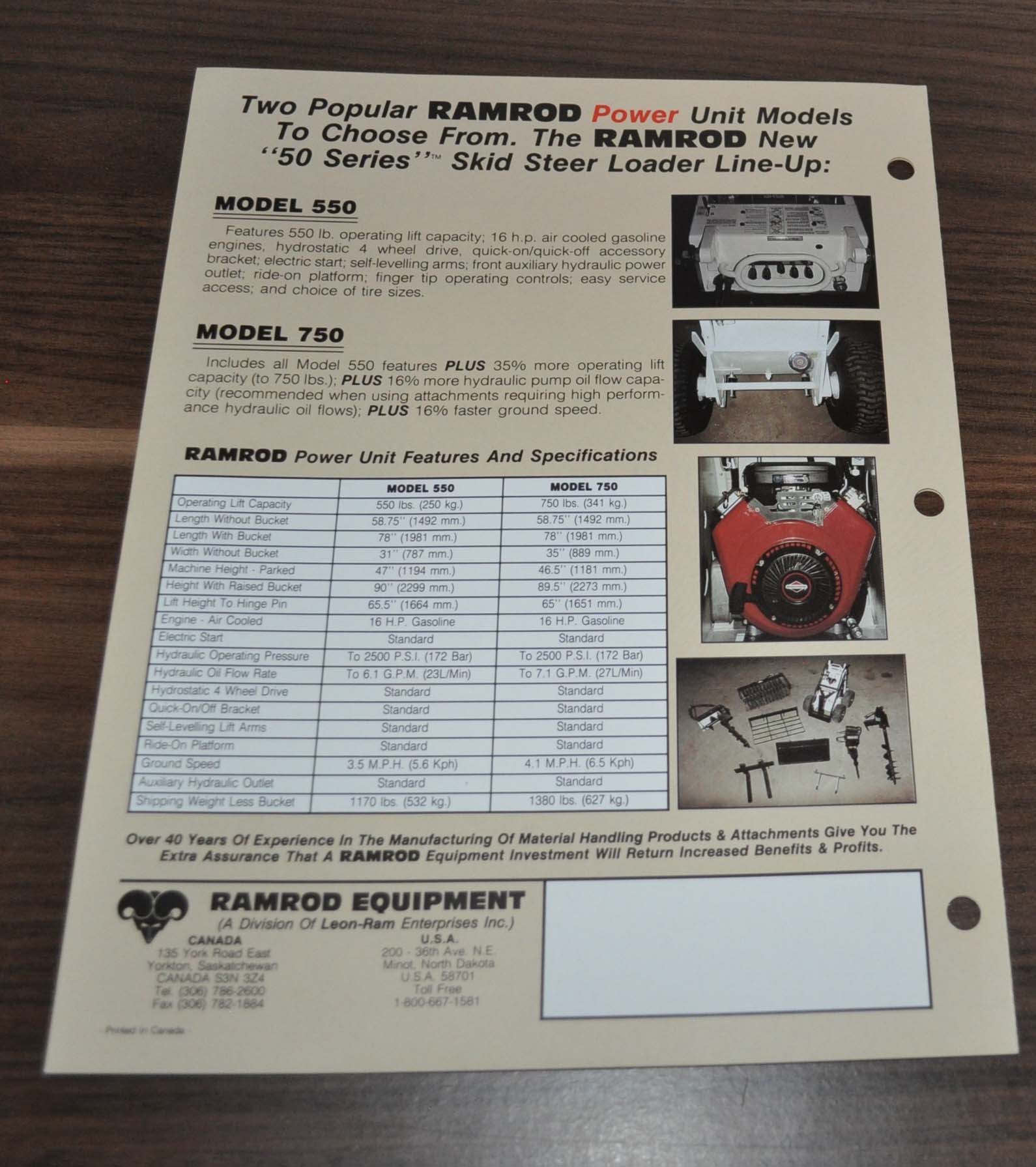 Ramrod Power Units Specifications Brochure Prospekt – AUTO BROCHURE