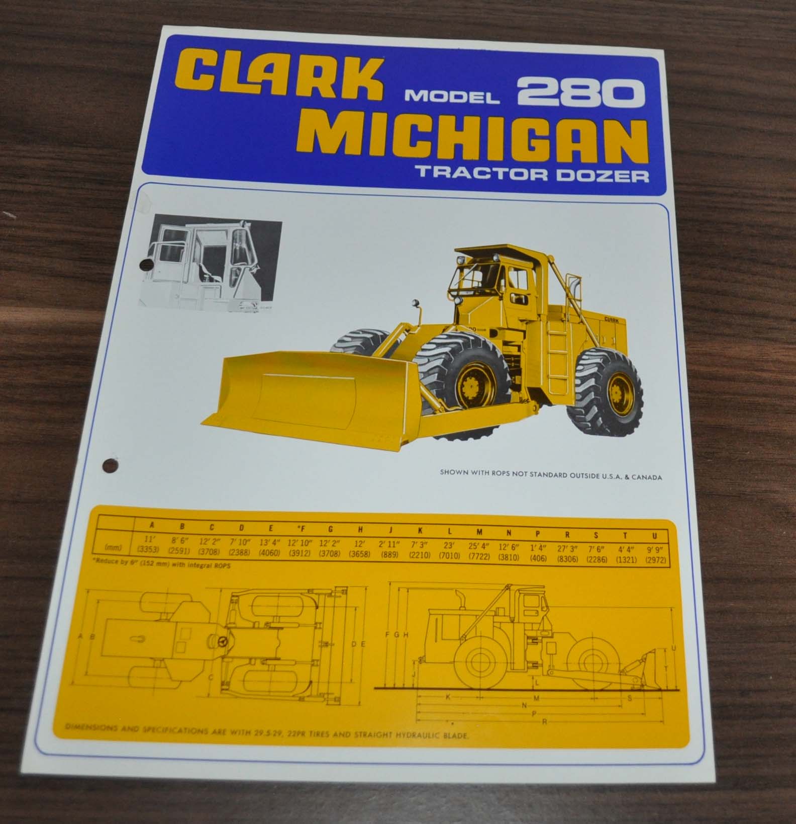 Clark 280 Michigan Tractor Dozer Specifications Brochure Prospekt ...