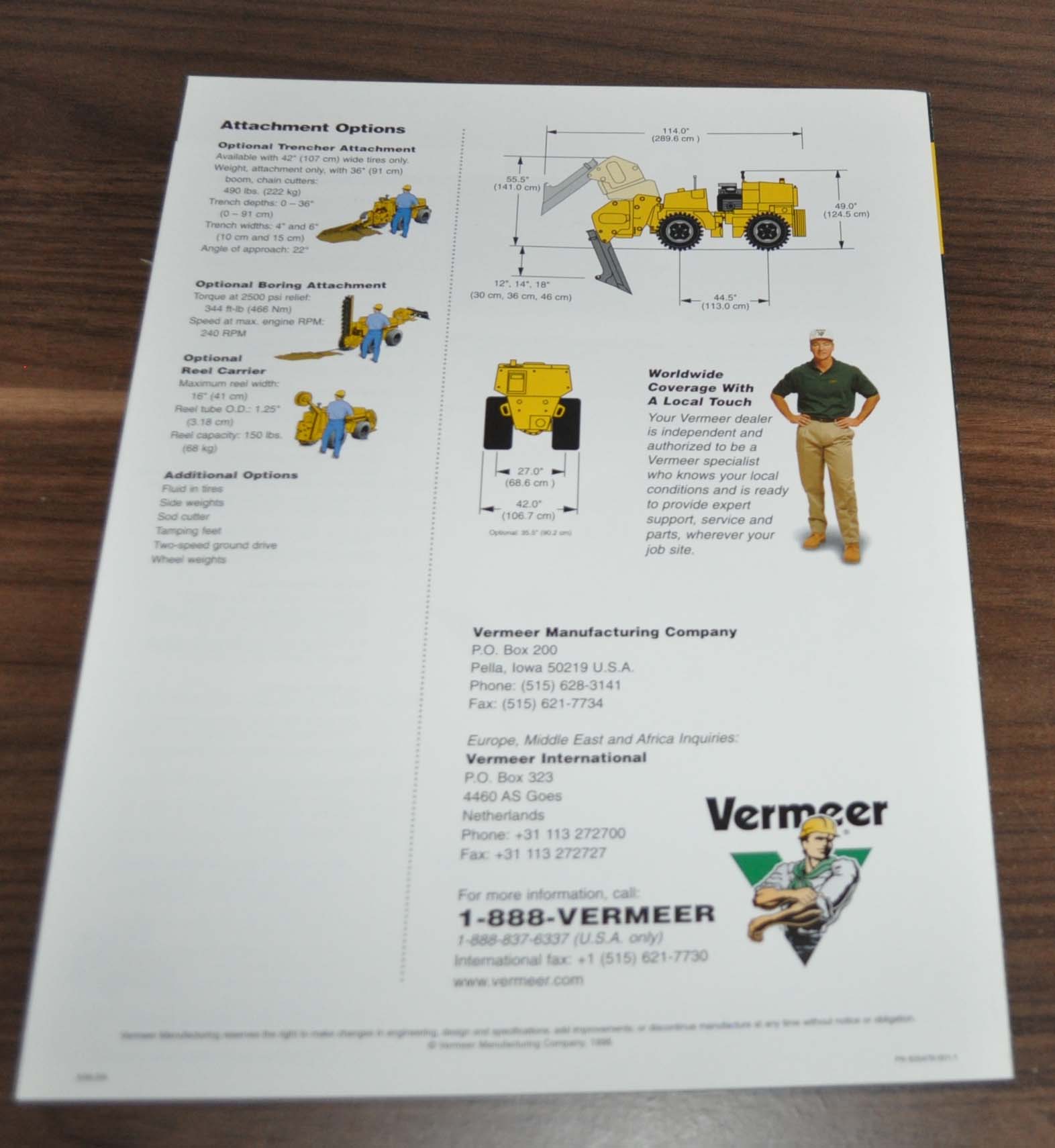 Vermeer LM25 Plow Trencher Specifications Brochure Prospekt – AUTO BROCHURE