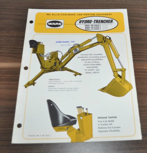 Ware Hydro-Trencher Excavator Brochure Prospekt – AUTO BROCHURE