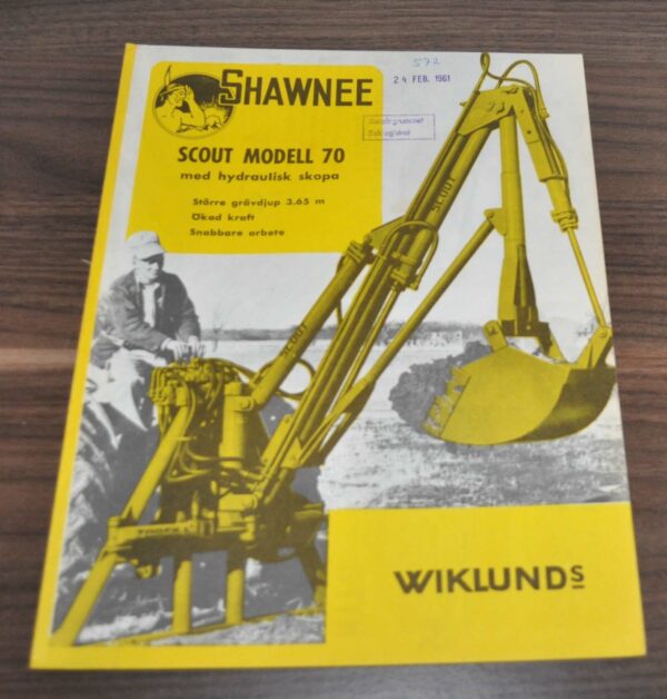 Shawnee Scout Modell 70 Tractor Excavator Brochure Prospekt Sweden ...