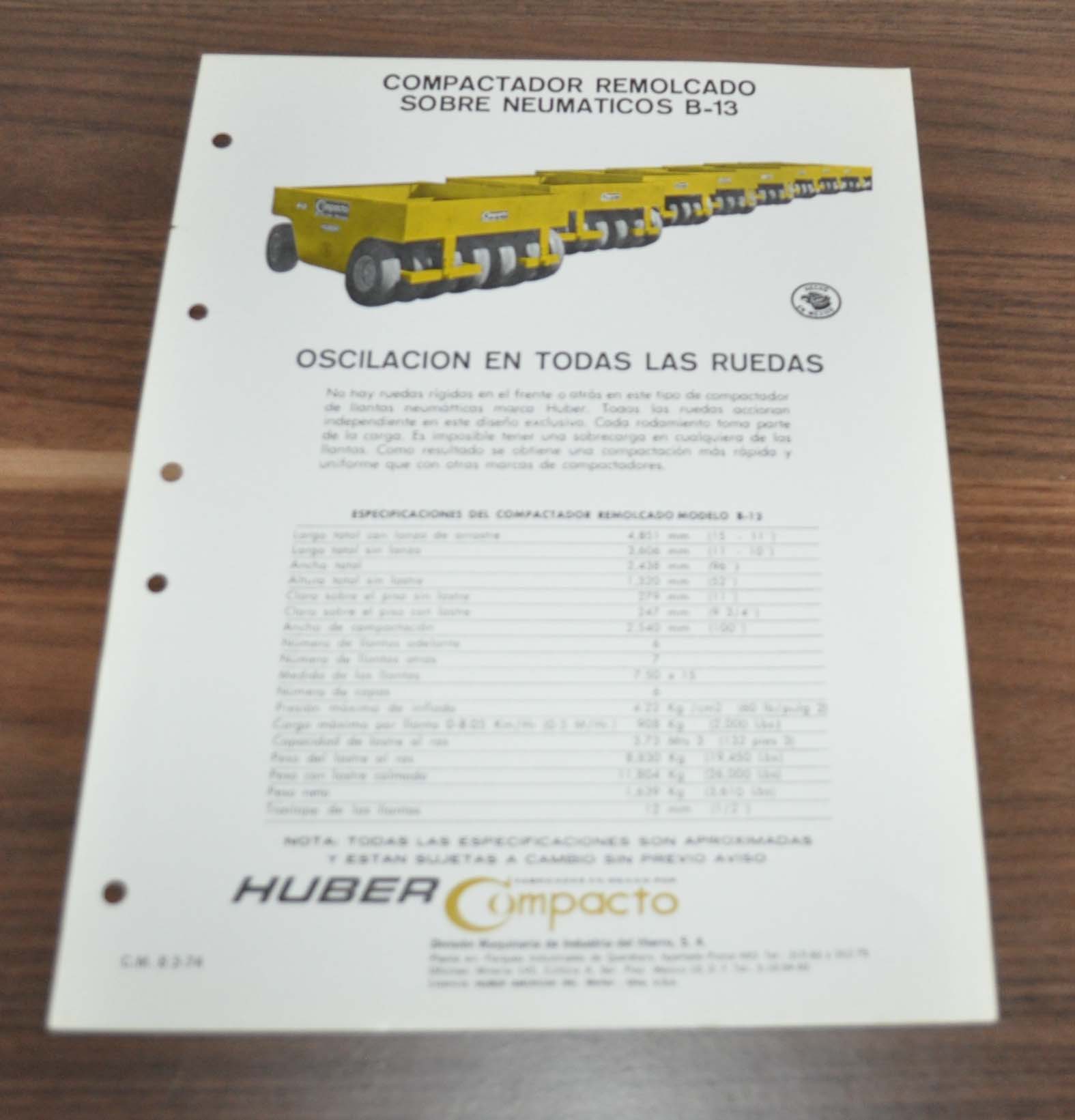 Huber Compactor Mexico Marion Specification Brochure Prospekt – AUTO ...