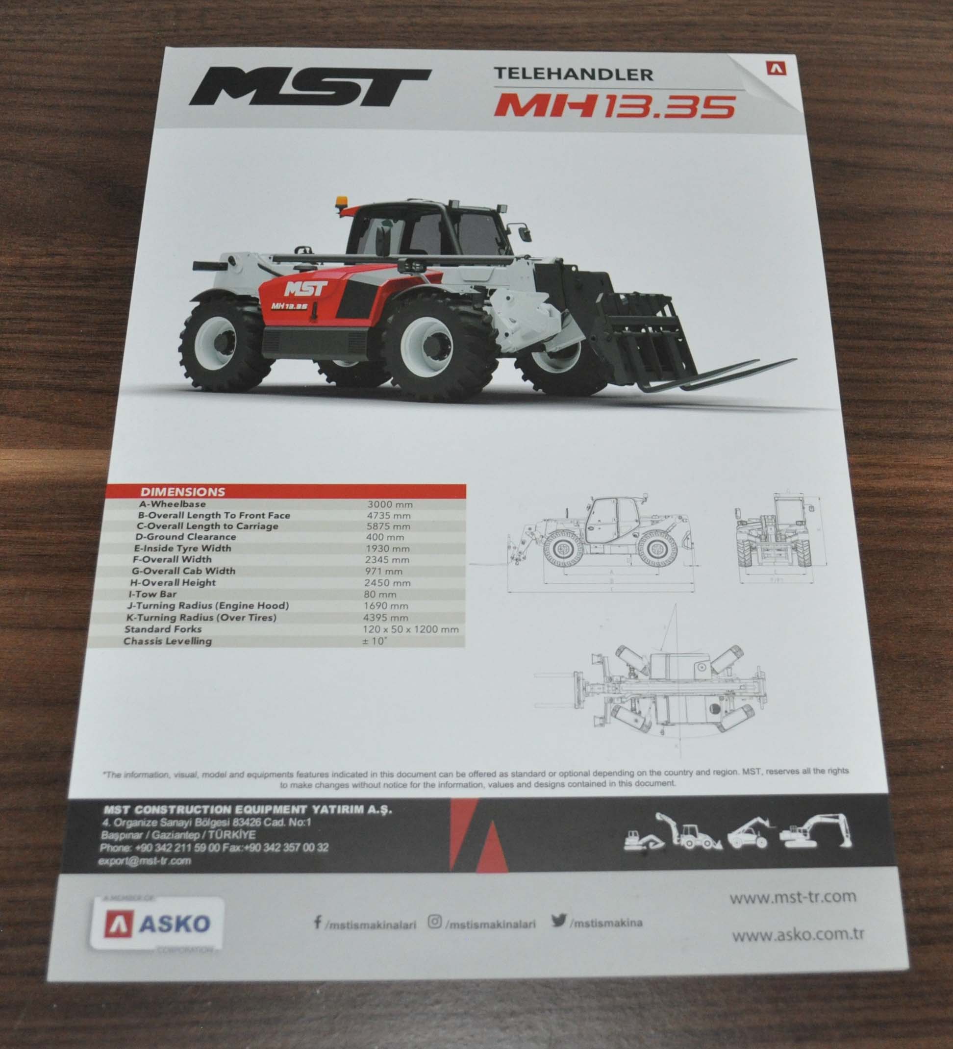 MST MH 13.35 Telehandler Loader Wheel Specification Presentation Brochure RU – AUTO BROCHURE