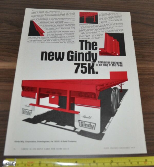 1974 Gindy Trailer Truck Ad – AUTO BROCHURE