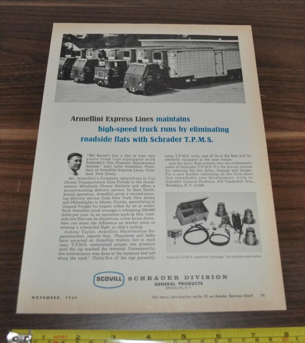 1965 Fruehauf Trailer Truck Ad Armellini Express Lines Scovill Schrader ...