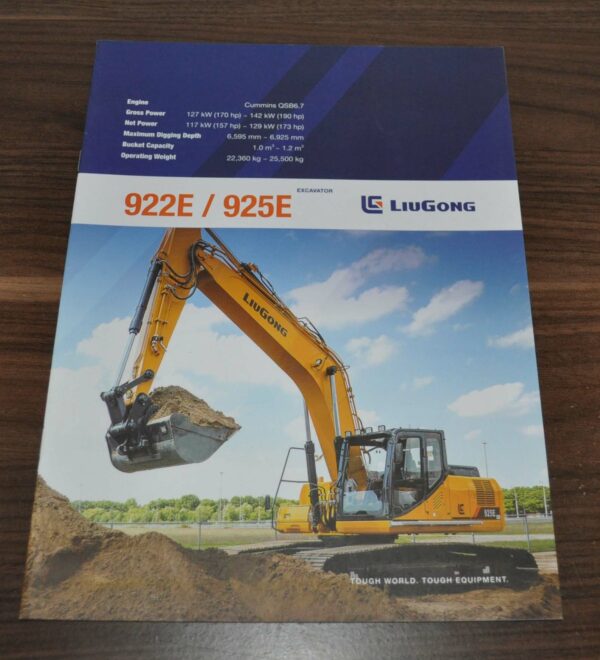 LiuGong 922E 925E Hydraulic Excavator Chinese Specification Brochure Prospekt – AUTO BROCHURE