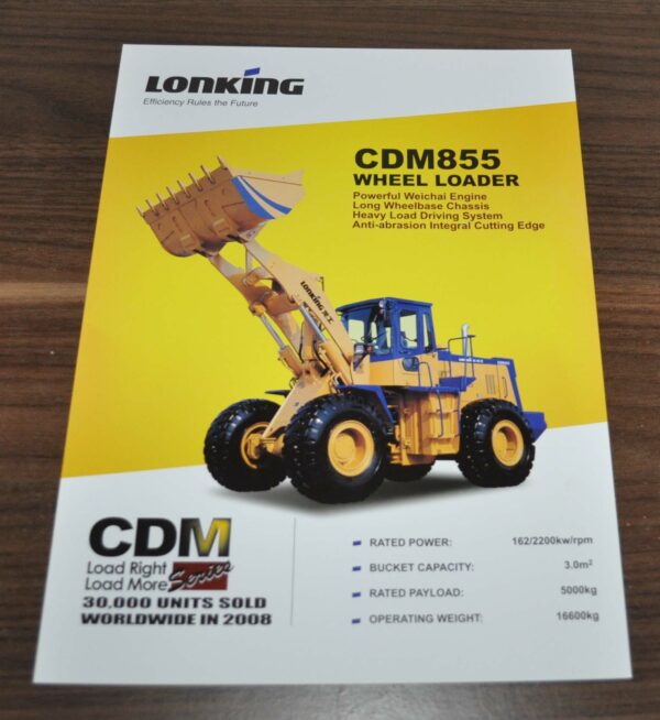 Lonking CDM855 Wheel Loader Specification Brochure Prospekt – AUTO BROCHURE