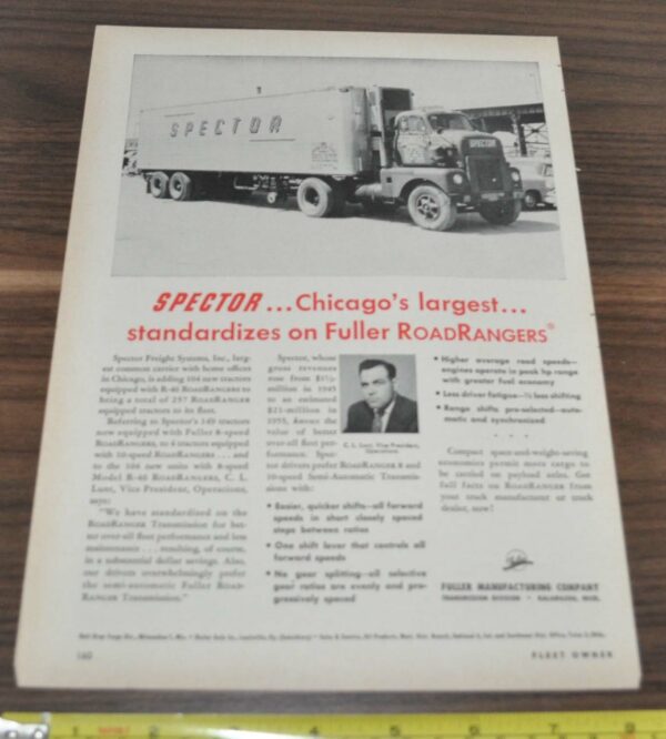 1956 International COE Truck Ad Fuller RoadRanger Spector Freight ...