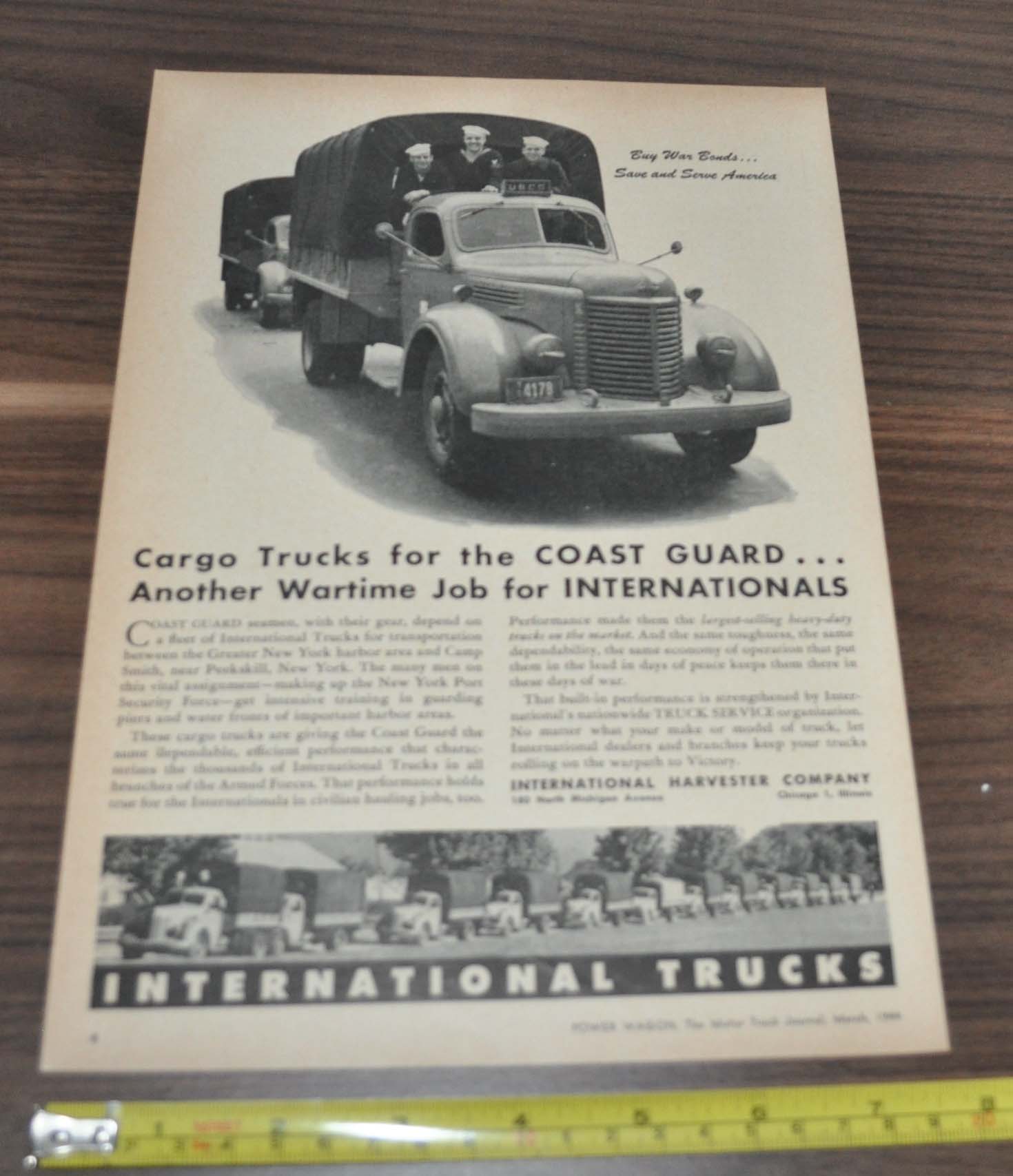 1944 International Truck Ad Army Military Coast Guard 105 mm German Gun ...