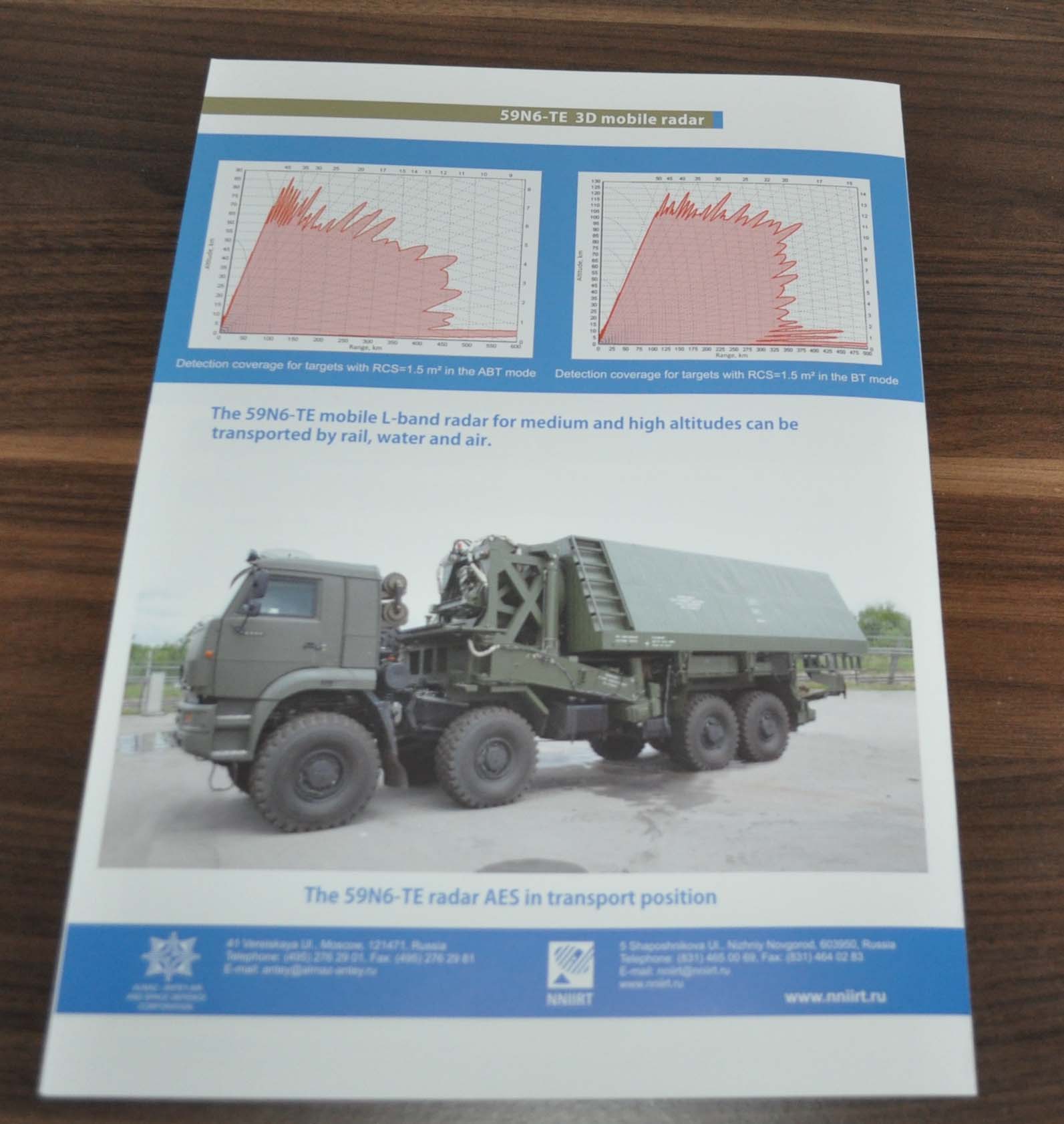NNIIRT 59N6-TE Mobile Radar Kamaz Truck Military Army Russian Brochure en – AUTO BROCHURE