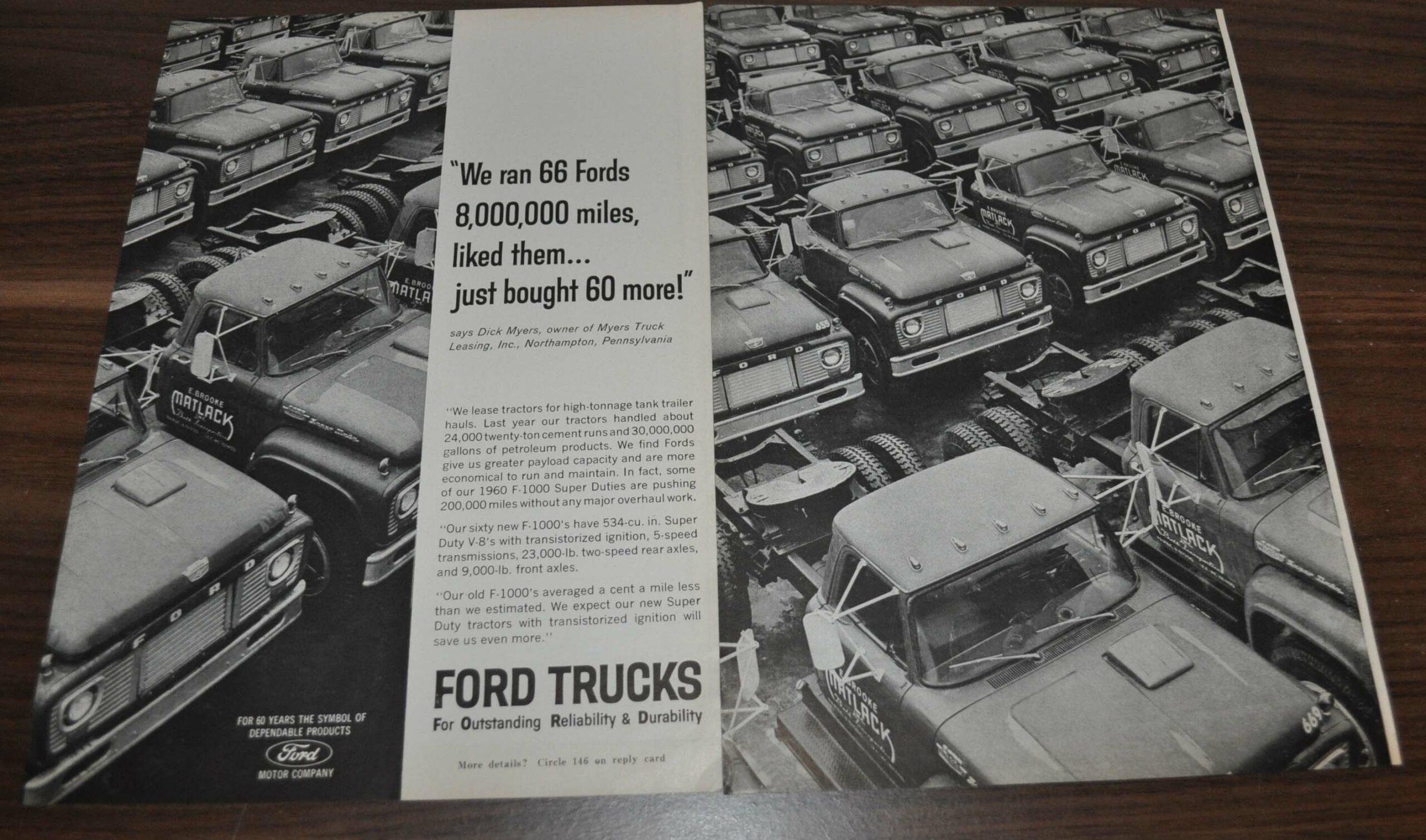 1963 Ford Truck Ad Myers Leasing 3M Fleetmark System – AUTO BROCHURE
