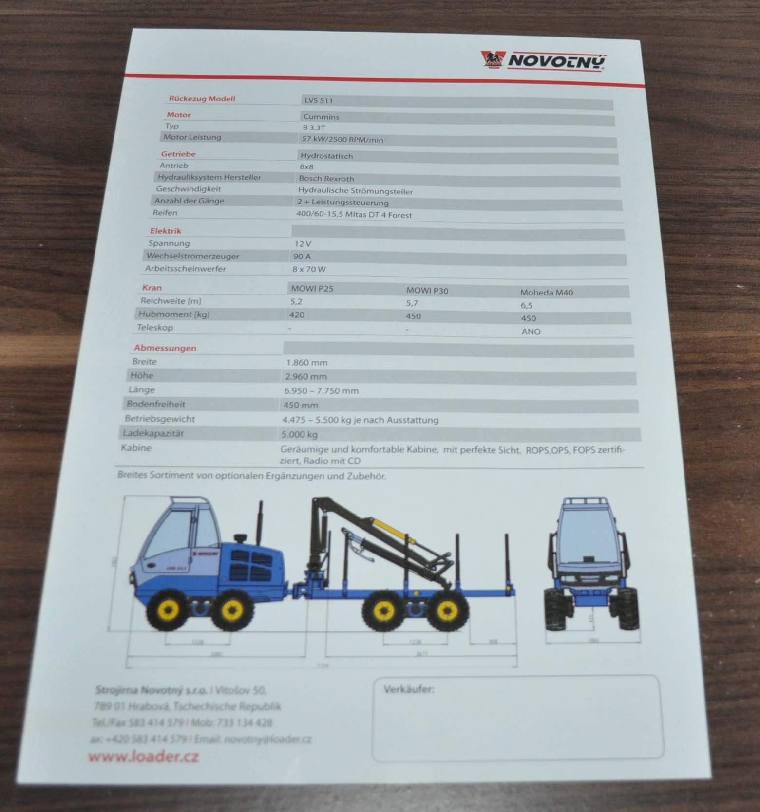 Novotny LVS 511 Logging Tractor Harvester Specification Brochure ...