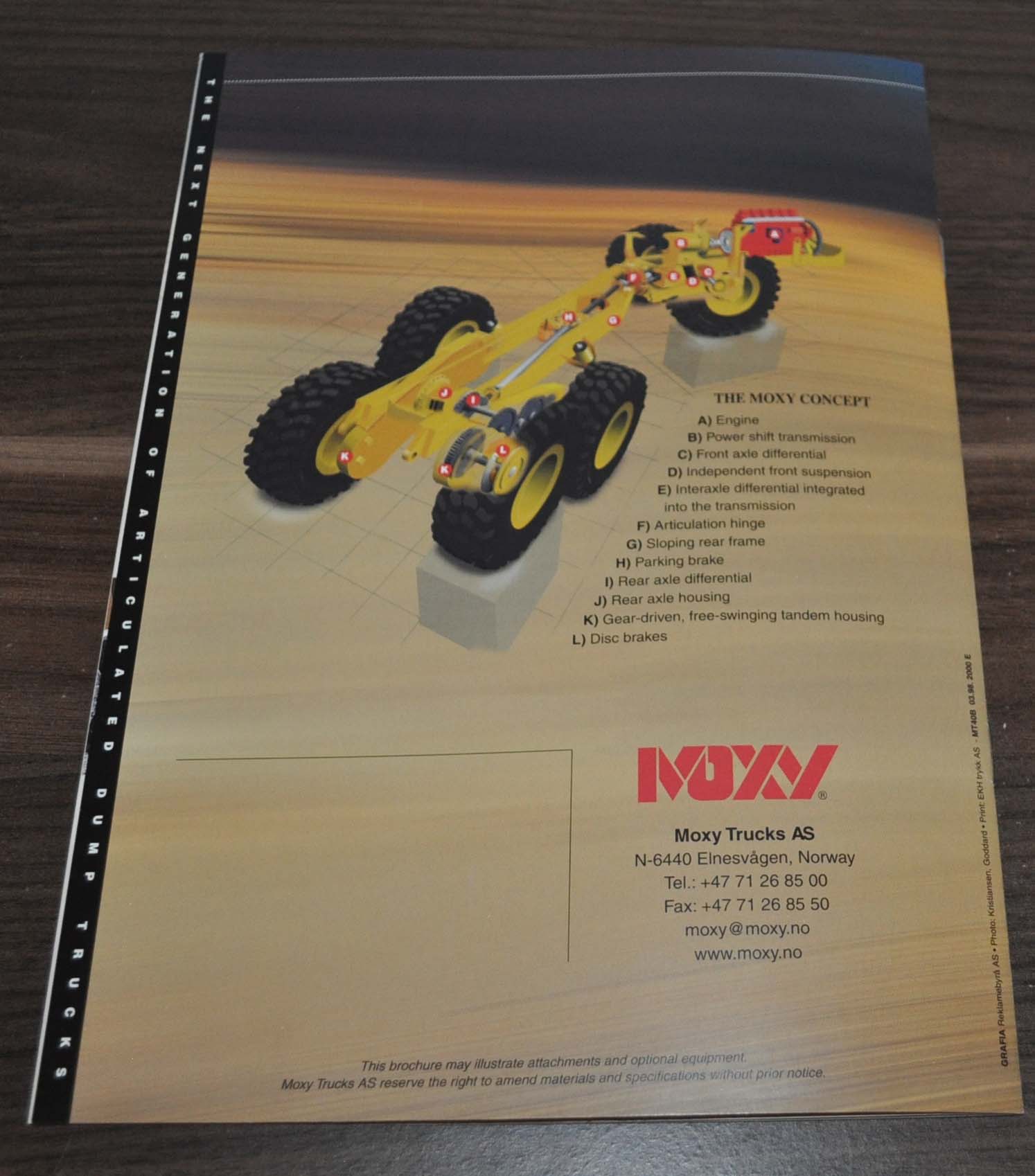 1998 Moxy MT40B Dump Articulated Truck Brochure Prospekt – AUTO BROCHURE