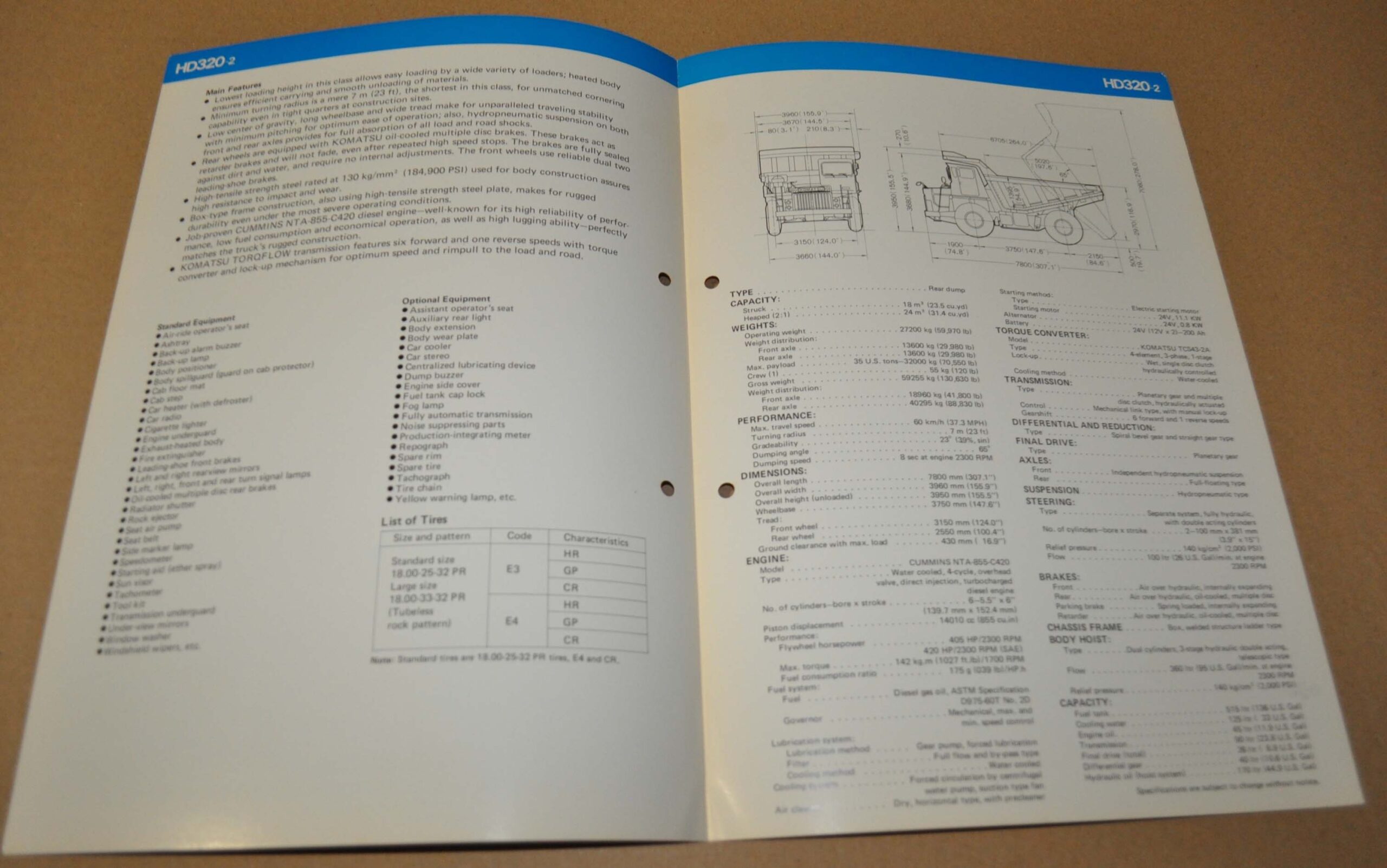 Komatsu HD320-2 Dump Mining Truck Sales Brochure Prospekt – AUTO BROCHURE