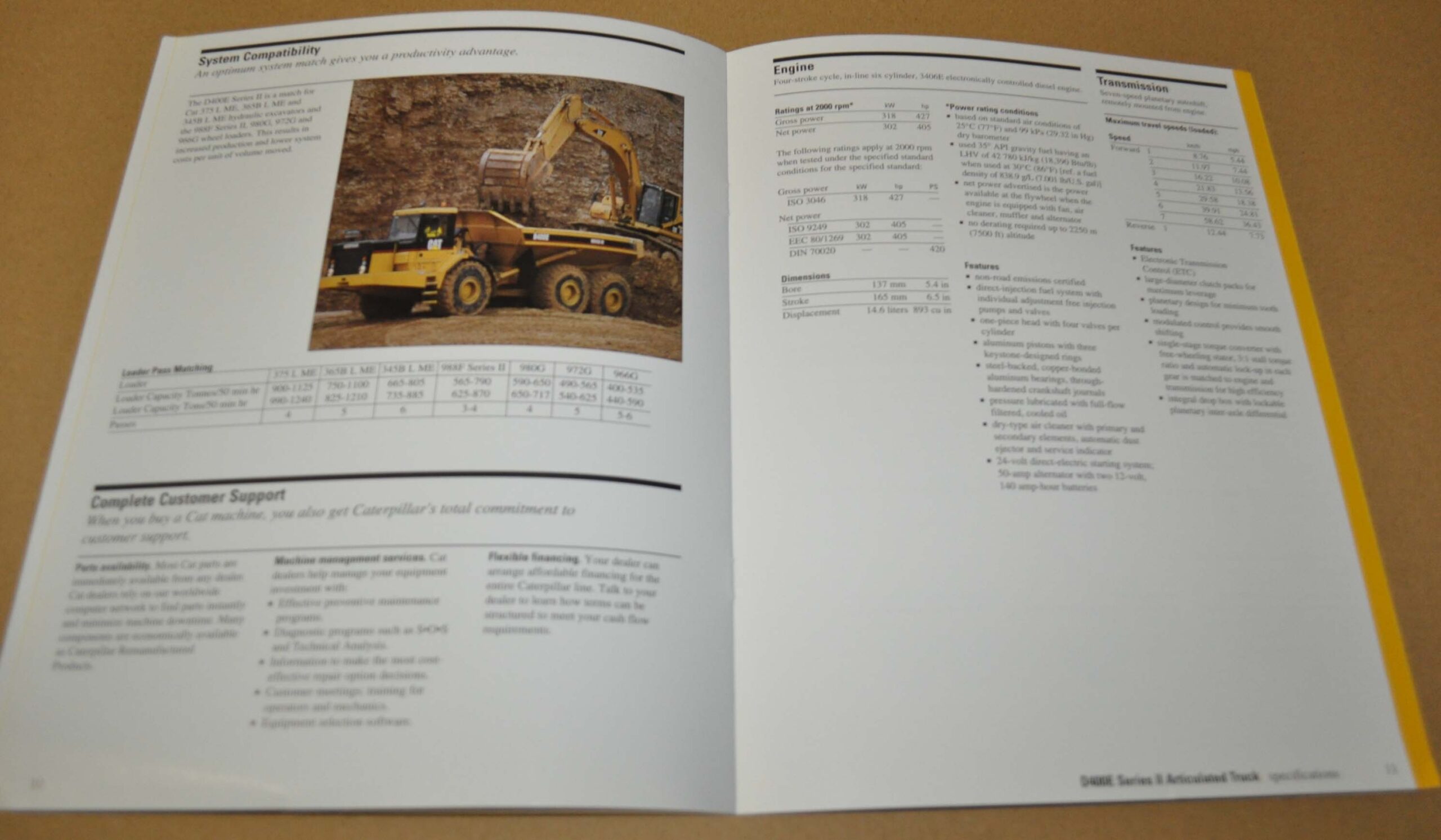 Caterpillar D400E Articulated Dump Truck Specification Brochure ...