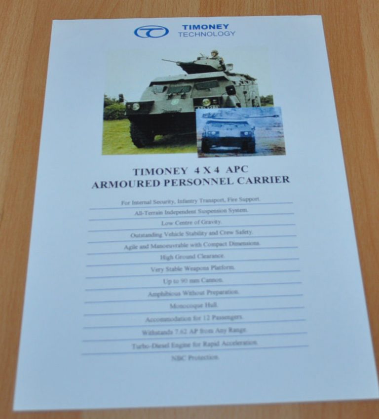 Timoney 4×4 APC Armoured Personnel Carrier Car Brochure Prospekt – AUTO ...